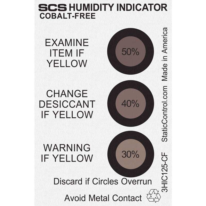 SCS SCS 3HIC125-CF, Cobalt-Free Humidity Indicator Card, 30/40/50%, Can ...