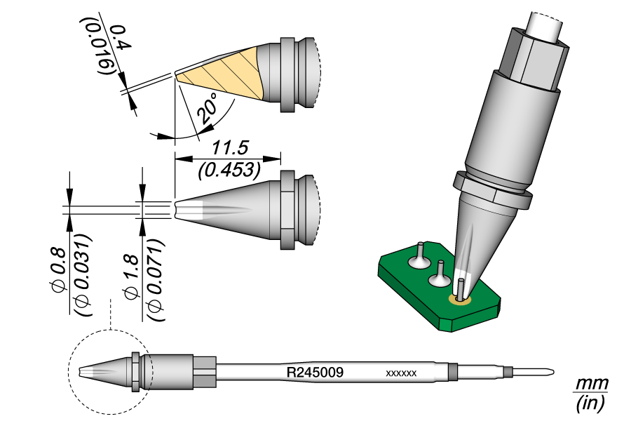 JBC Tools R245009 JBC Tools R245009, Cartridge Pin / Connector Ø0.8 ...