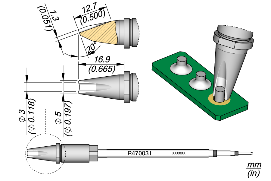 JBC Tools R470031 JBC Tools R470031, Cartridge Pin / Connector Ø 3 ...